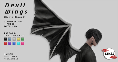 Second Life Marketplace - SEKAI - Devil Wings - Fatpack